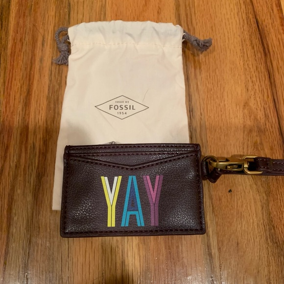 Fossil | Bags | New With Tag Leather Fossil Cardcasewristlet Fig Dark ...